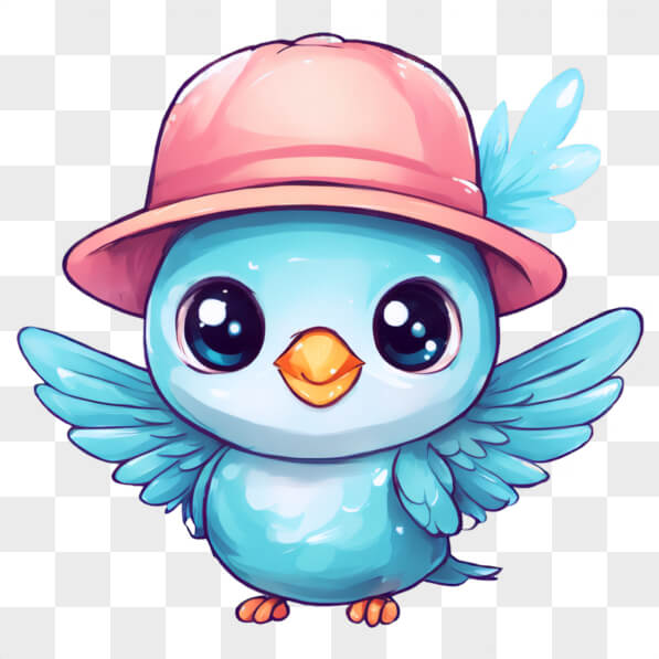 Download Kawaii Blue Bird with Pink Hat Ready to Fly Kawaii Online ...