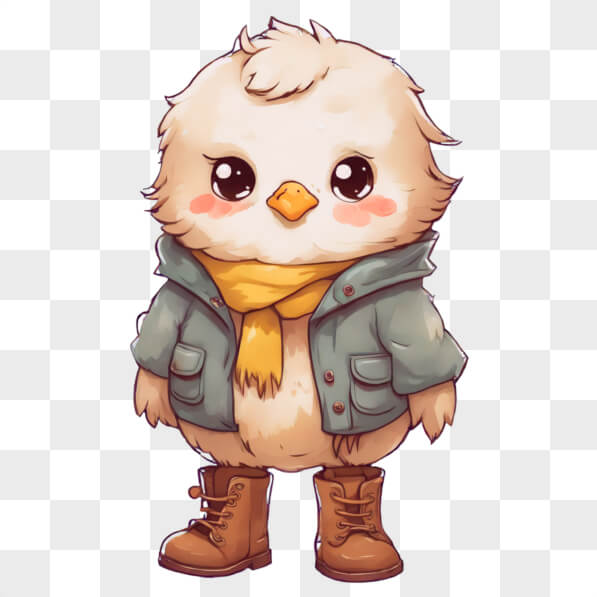 Descarga Pollo Kawaii con abrigo y bufanda con botas Kawaii En Línea ...