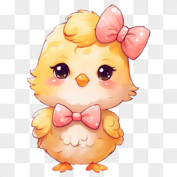 Descarga Pollo Amarillo Kawaii con Lazo Rosa Kawaii En Línea - Creative ...