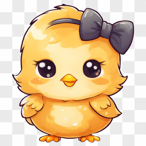 Download Kawaii Yellow Chicken with Bow Kawaii Online - Creative Fabrica