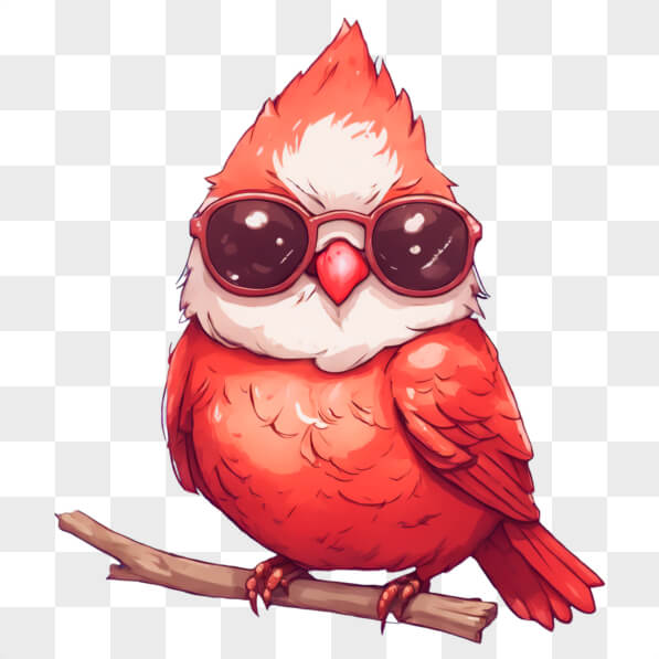 Download Kawaii Red Cardinal Bird with Sunglasses on Oak Tree Branch ...