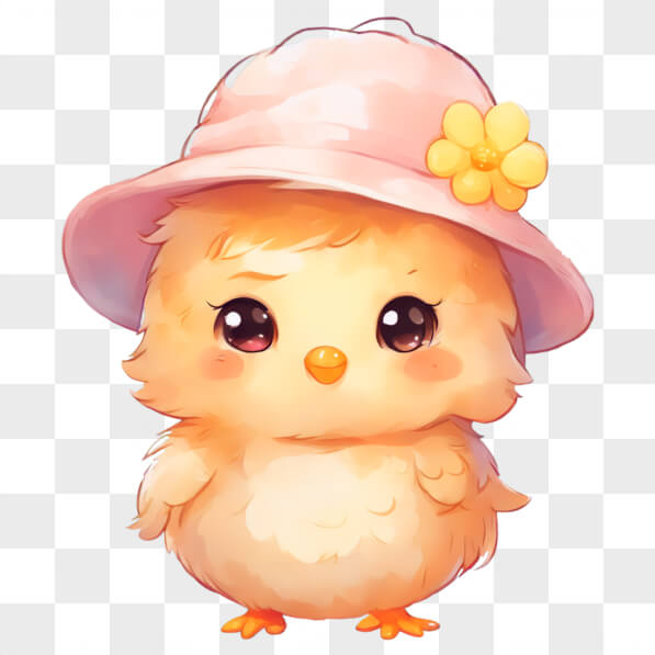 Download Kawaii Yellow Chicken in Pink Hat with Flowers Kawaii Online ...