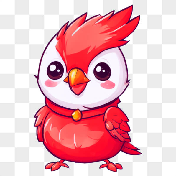 Download Kawaii Red Bird with Big Eyes on Black Background Kawaii ...