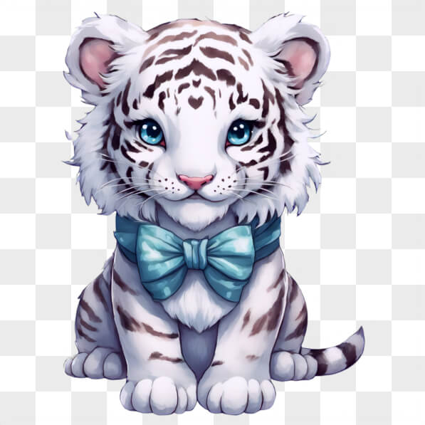 Download Kawaii White Tiger Cub with Blue Eyes and Bow Tie Kawaii ...