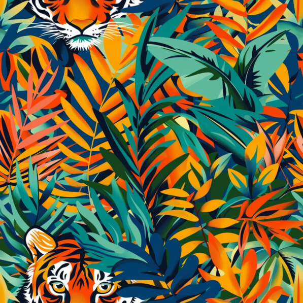 Download Seamless Tiger Pattern with Tropical Plants Patterns Online ...
