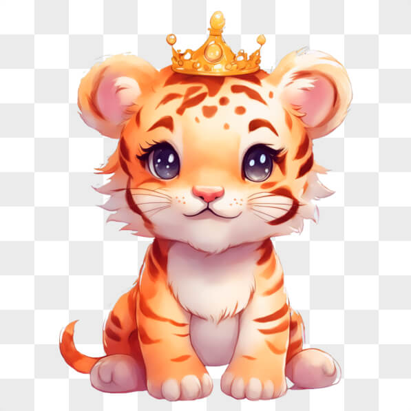 Download Kawaii Cartoon Tiger Cub with Ornamental Crown Kawaii Online ...