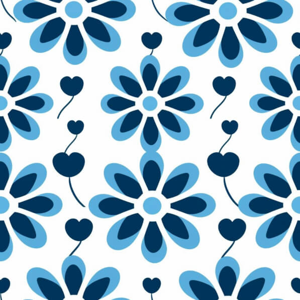 Download Blue and White Floral Heart Pattern Patterns Online - Creative ...