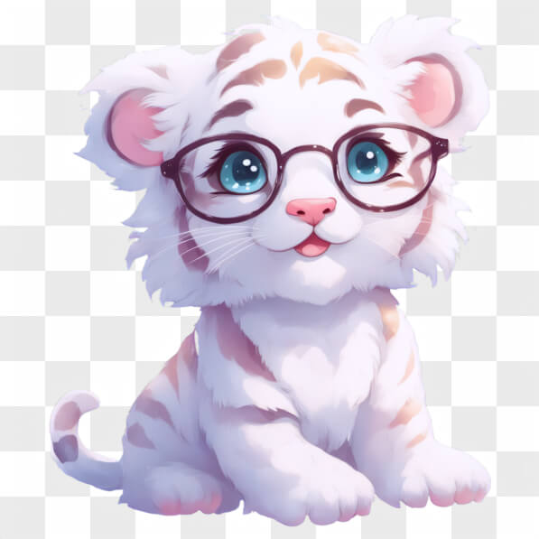 Download Kawaii White Tiger Cub with Glasses Kawaii Online - Creative ...