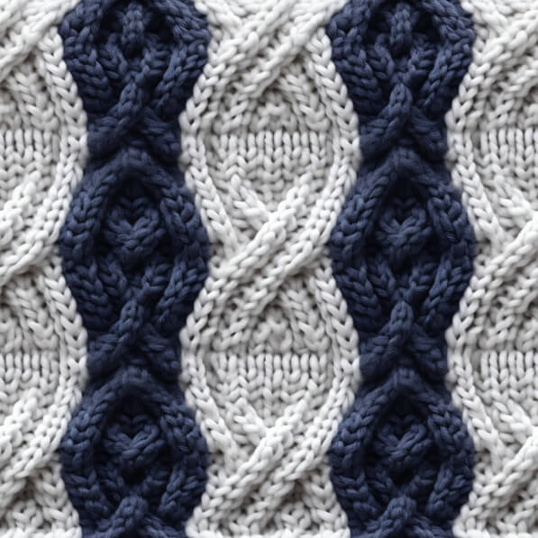 Baixe Close-Up de Padrão de Tricô Azul e Branco Padrões - Creative Fabrica