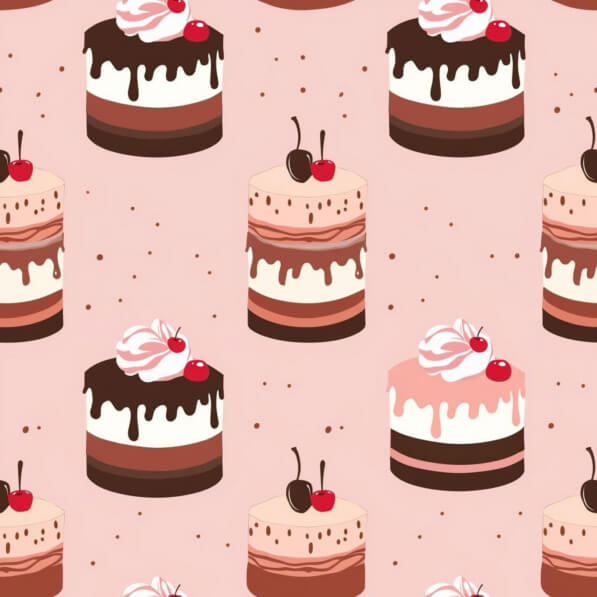 Descarga Pasteles y Cupcakes Variados en Fondo Rosa Patrones En Línea ...