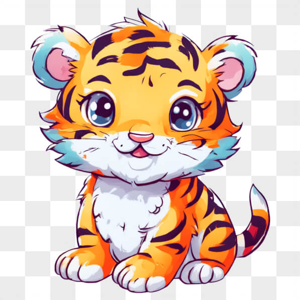 Download Kawaii Cartoon Tiger Cub for Learning and Decoration Kawaii ...