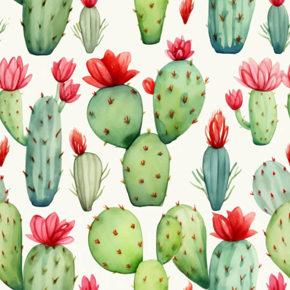 Download Seamless Cactus Plant Pattern with Red Flowers Patterns Online ...