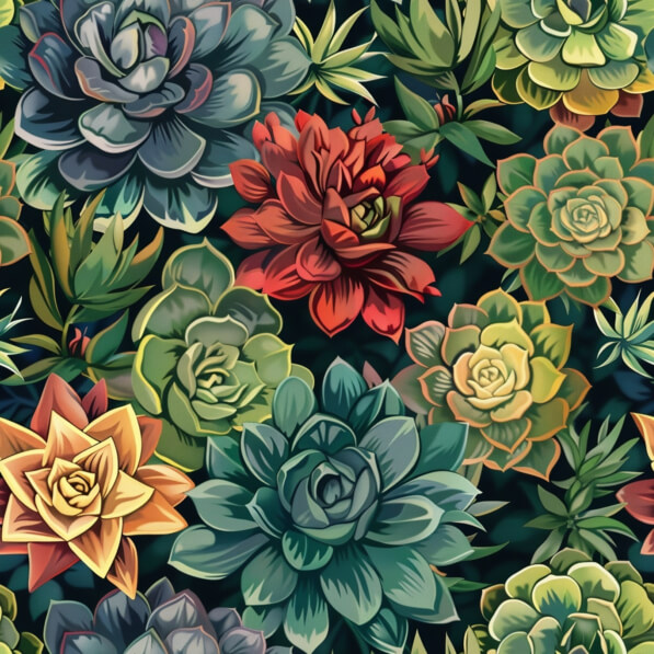 Download Colorful Succulent Pattern Patterns Online - Creative Fabrica