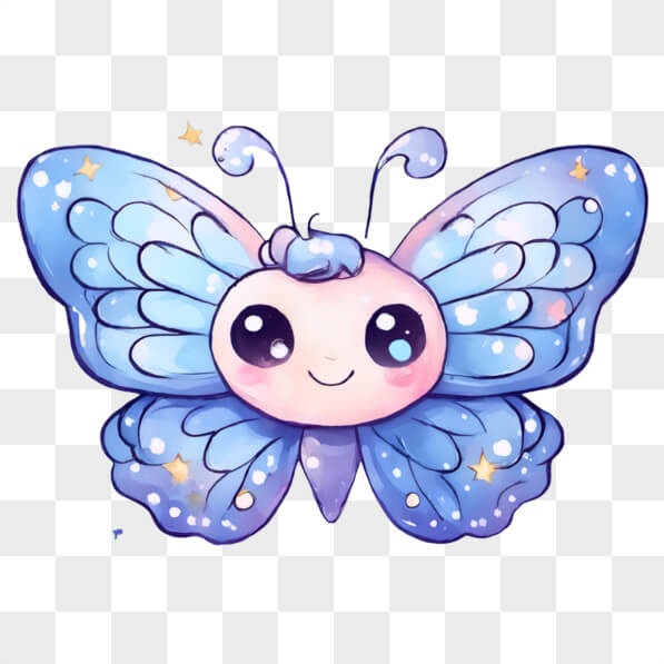 Download Cute Blue Butterfly with Stars - Kawaii Design Kawaii Online ...