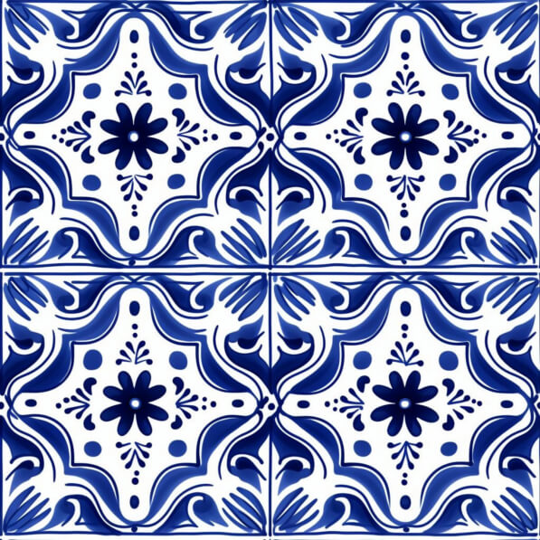 Download Blue and White Floral Tile Pattern Patterns Online - Creative ...