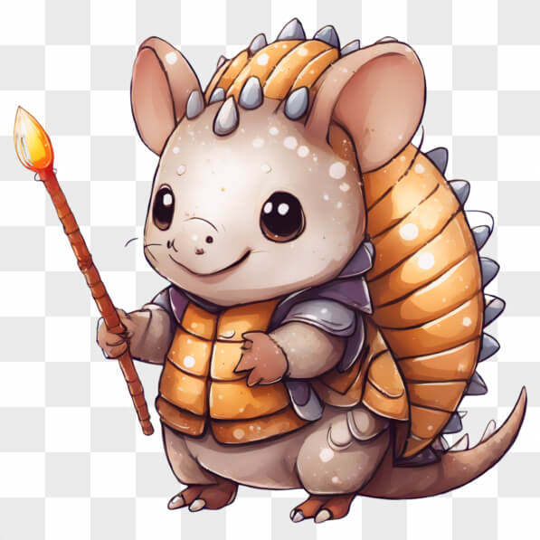 Download Kawaii Mouse in Armor Holding Orange Torch Kawaii Online ...