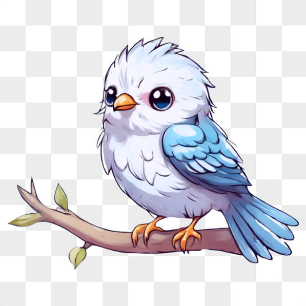 Download Kawaii Bird Sitting on Tree Branch Kawaii Online - Creative ...
