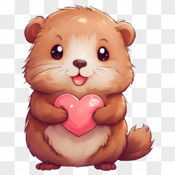 Download Kawaii Groundhog Holding Pink Heart Kawaii Online - Creative ...