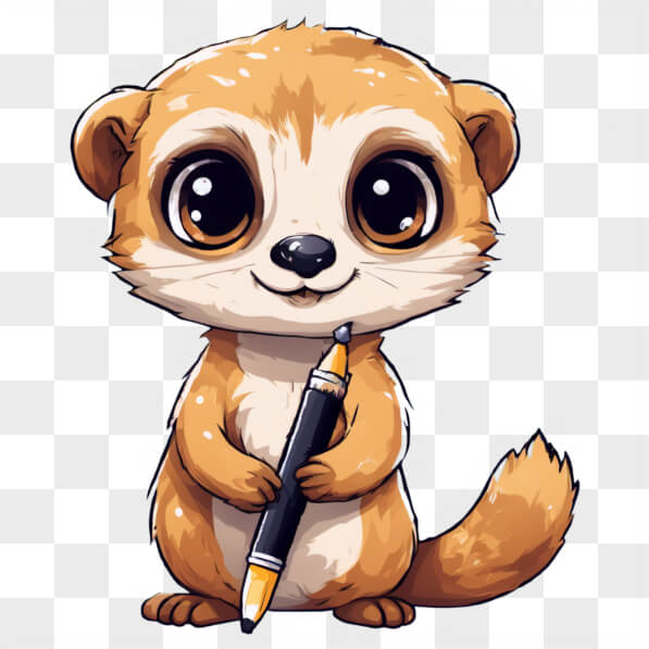 Download Kawaii Meerkat Holding Imaginary Pen Kawaii Online - Creative ...