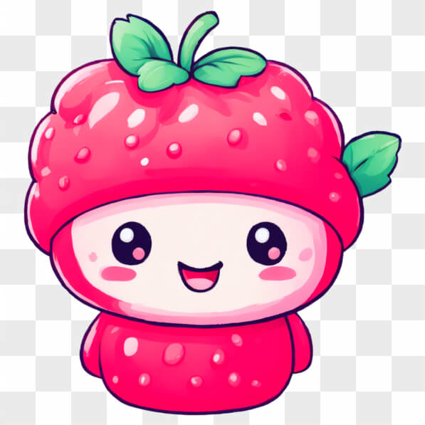 Download Kawaii Pink Strawberry with Smiley Face and Green Eyes Kawaii ...