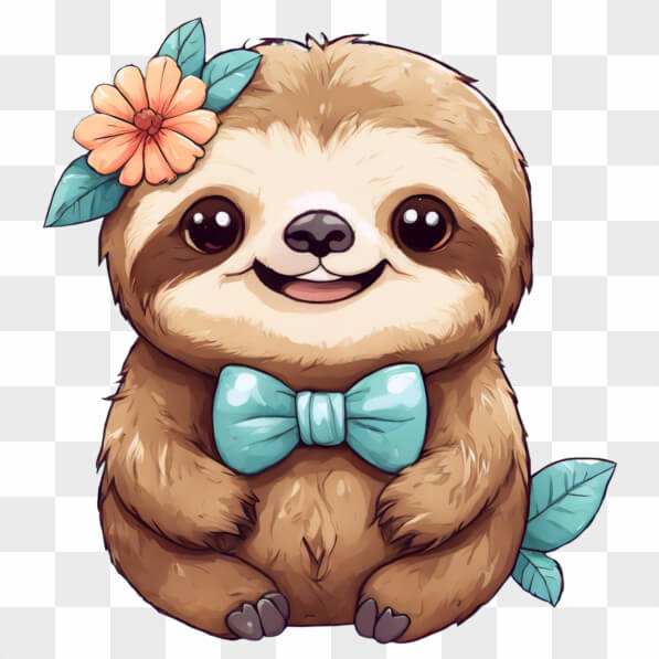 Download Kawaii Sloth with Bow Tie and Flowers Kawaii Online - Creative ...