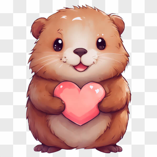 Download Kawaii Groundhog with Pink Heart Kawaii Online - Creative Fabrica