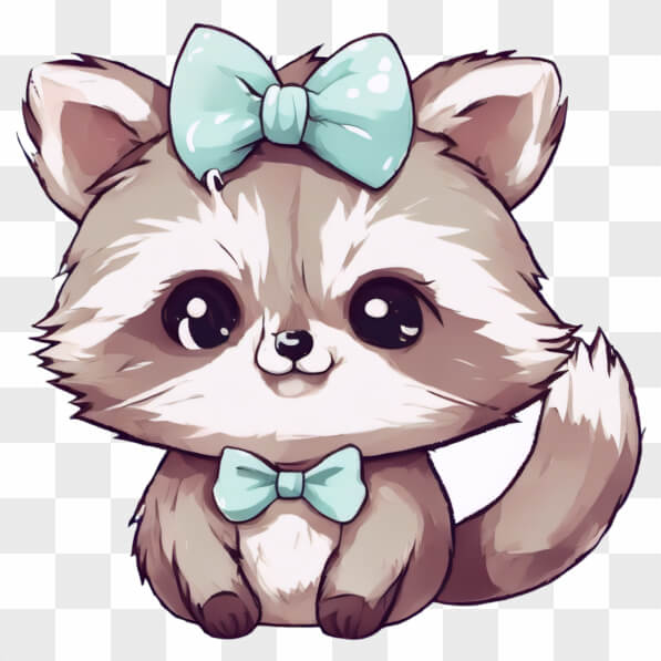 Descarga Mapache Kawaii con Corbata Azul Kawaii En Línea - Creative Fabrica