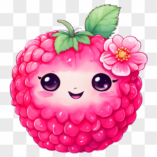 Download Kawaii Pink Raspberry with Flower Kawaii Online - Creative Fabrica