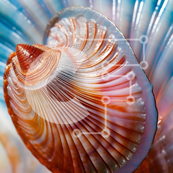 Close-Up of Orange and Blue Conch Shell stock photo | Creative Fabrica
