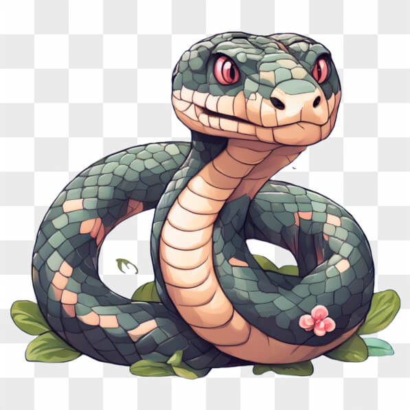 Download Kawaii Snake in Grass Kawaii Online - Creative Fabrica