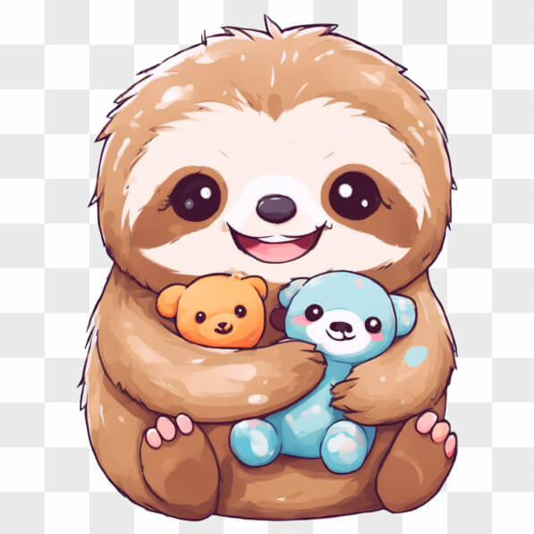 Download Kawaii Sloth with Teddy Bears Kawaii Online - Creative Fabrica