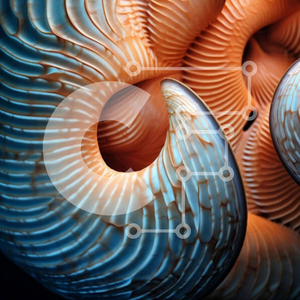 Orange and Blue Nautilus Shell in Marine Environment stock photo ...