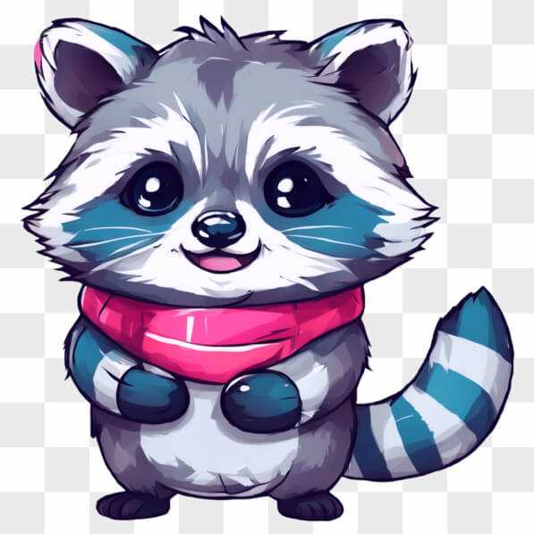 Download Kawaii Cartoon Raccoon with Pink Scarf Kawaii Online ...