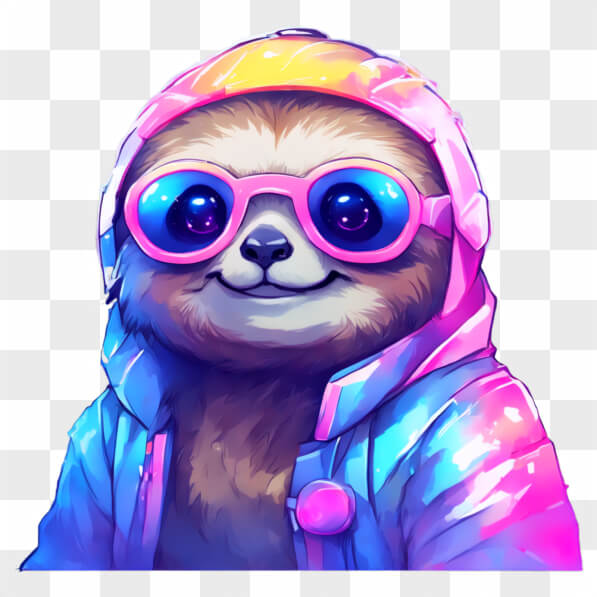 Download Kawaii - Sloth in Colorful Jacket and Sunglasses Kawaii Online ...