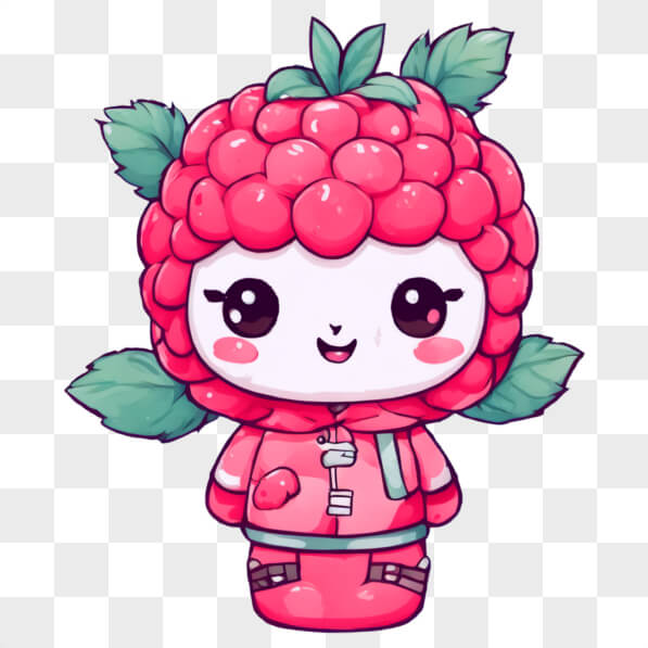 Download Kawaii Raspberry Character with Green Leaves and Fruit Kawaii ...