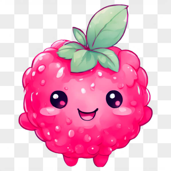 Download Kawaii Raspberry with Leaves Kawaii Online - Creative Fabrica