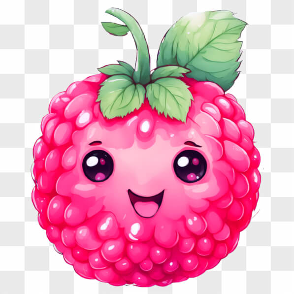 Download Kawaii Pink Raspberry with Cute Faces and Green Leaves Kawaii ...