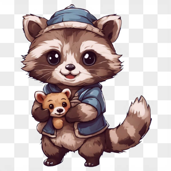 Download Charming Kawaii Cartoon Raccoon with Teddy Bear Kawaii Online ...