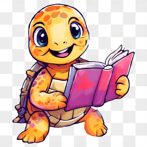 Download Kawaii Cartoon Turtle Reading a Book Kawaii Online - Creative ...