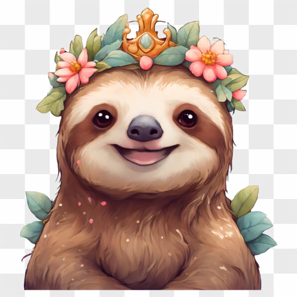 Download Kawaii Sloth with Flower Crown Kawaii Online - Creative Fabrica