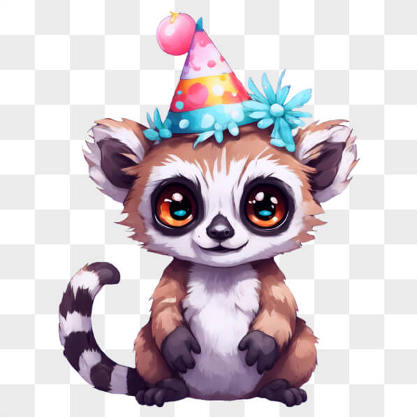 Descarga Mapache Kawaii con Sombrero de Cumpleaños y Peluca de Oso de ...