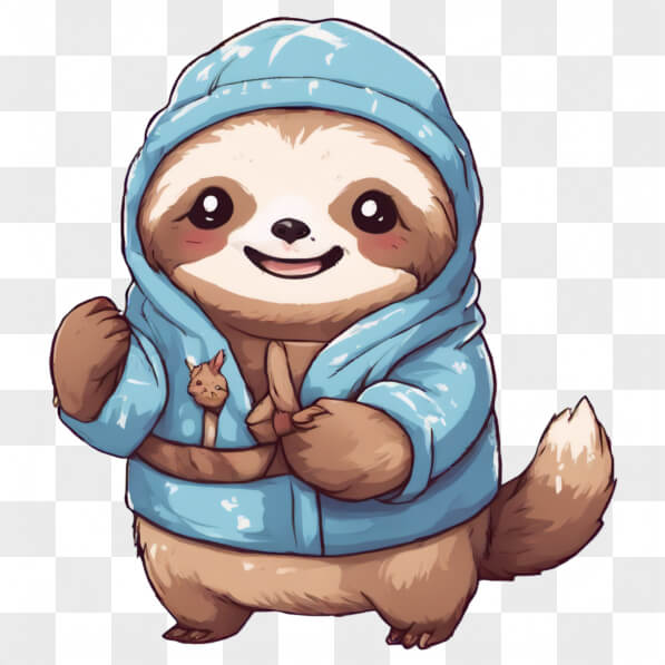 Download Kawaii Cartoon Sloth Waving with Umbrella Kawaii Online ...