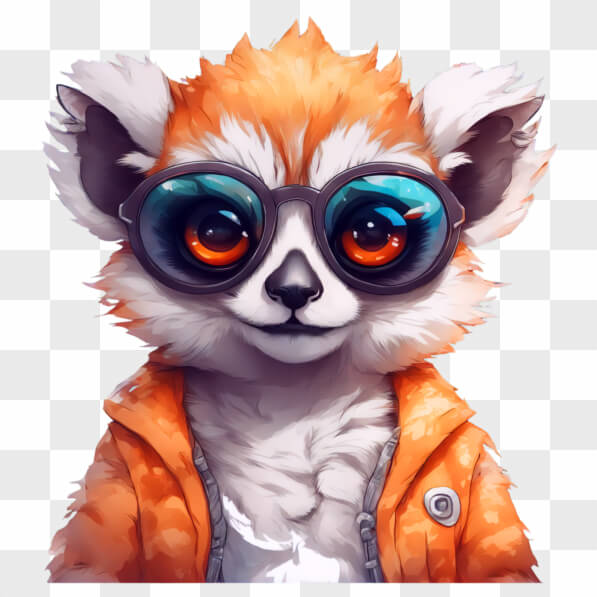 Download Kawaii Red Raccoon in Sunglasses and Orange Jacket with Other ...