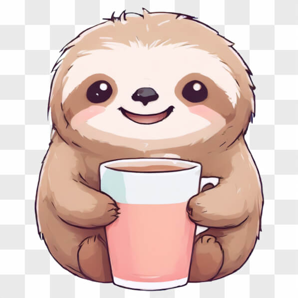 Download Kawaii Sloth Enjoying Iced Coffee Kawaii Online - Creative Fabrica