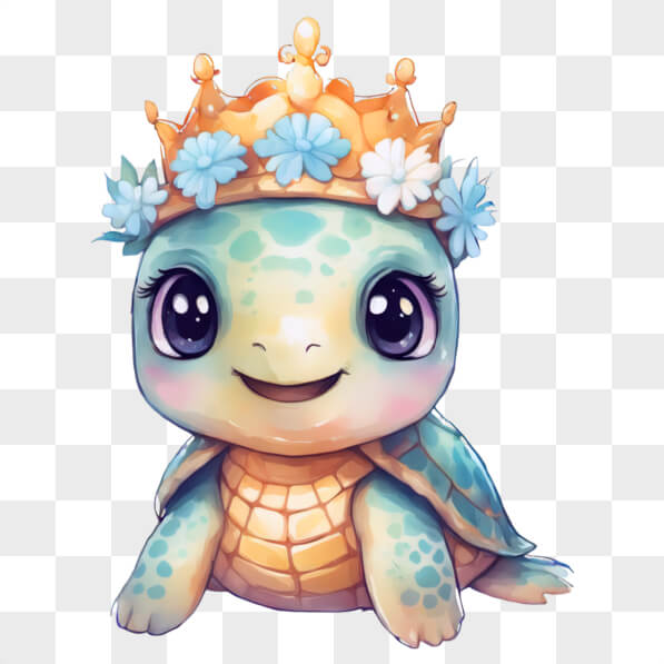 Download Kawaii Turtle with Crown and Flowers Kawaii Online - Creative ...