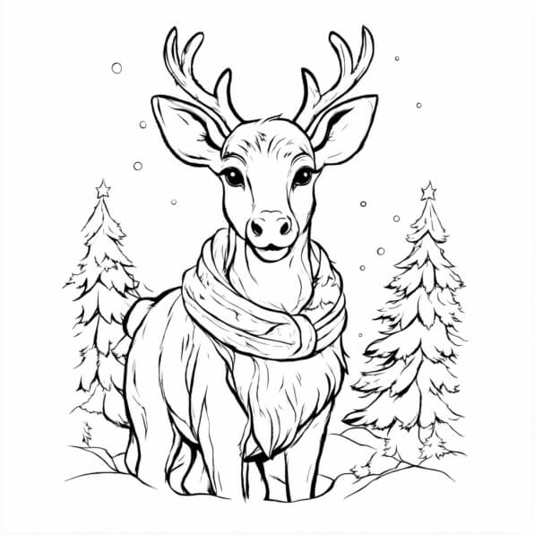 Download Winter Deer Coloring Page Coloring pages Online - Creative Fabrica