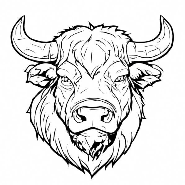 Download Black and White Bull's Head Drawing Coloring pages Online ...