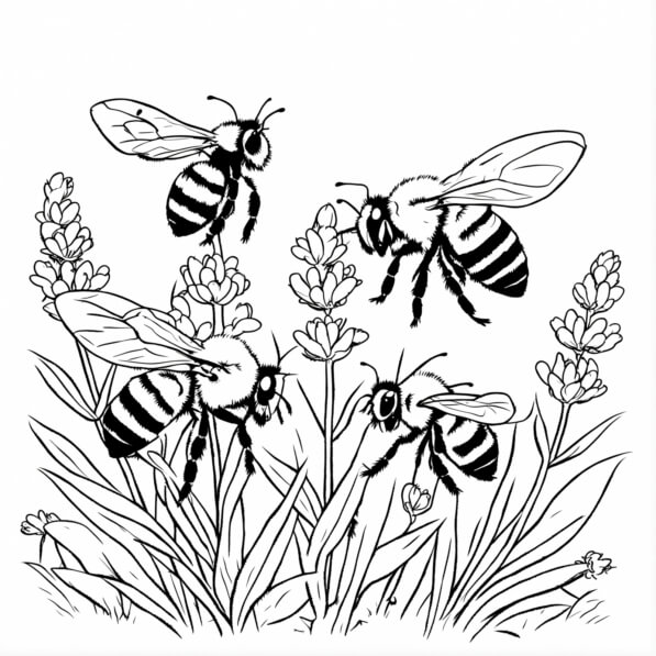 Download Educational Drawing of Bees Gathering Nectar Coloring pages ...