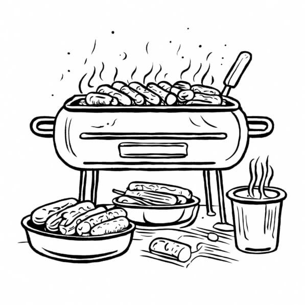 Download Barbecue Grill Illustration with Hot Dogs and Hamburgers ...