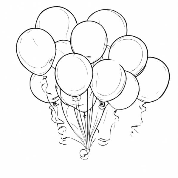 Download Black and White Balloon Drawing Coloring pages Online ...